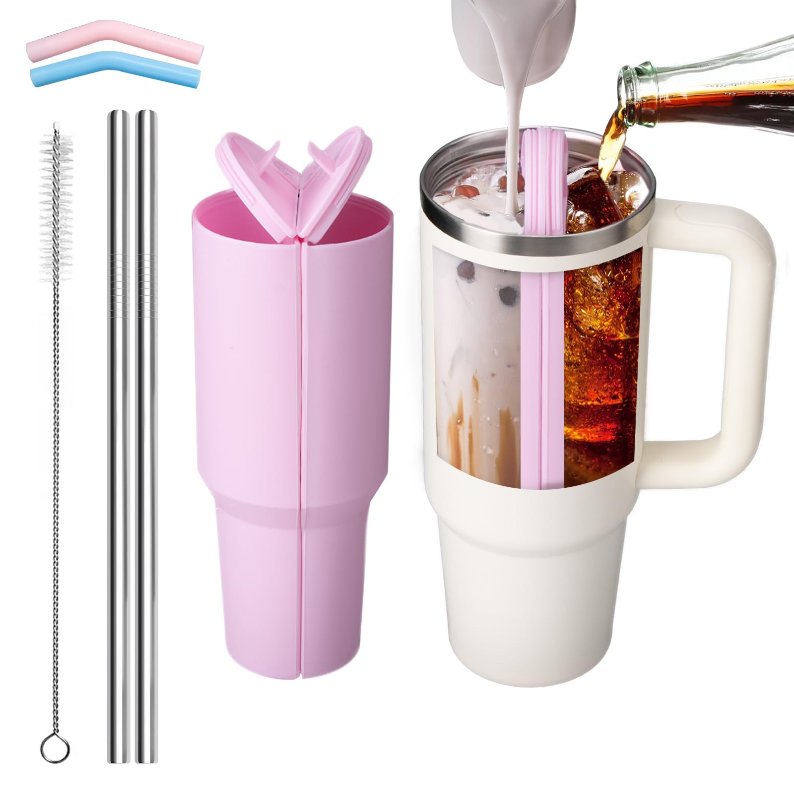 Silicone 2-in-1 Cup Drink Divider Compatible with Stanley Tumbler 30 oz ...