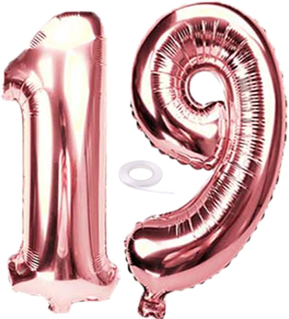 SNOWZAN Balloon 19th Birthday Decoration Rose Gold Girl Number 19 Giant ...