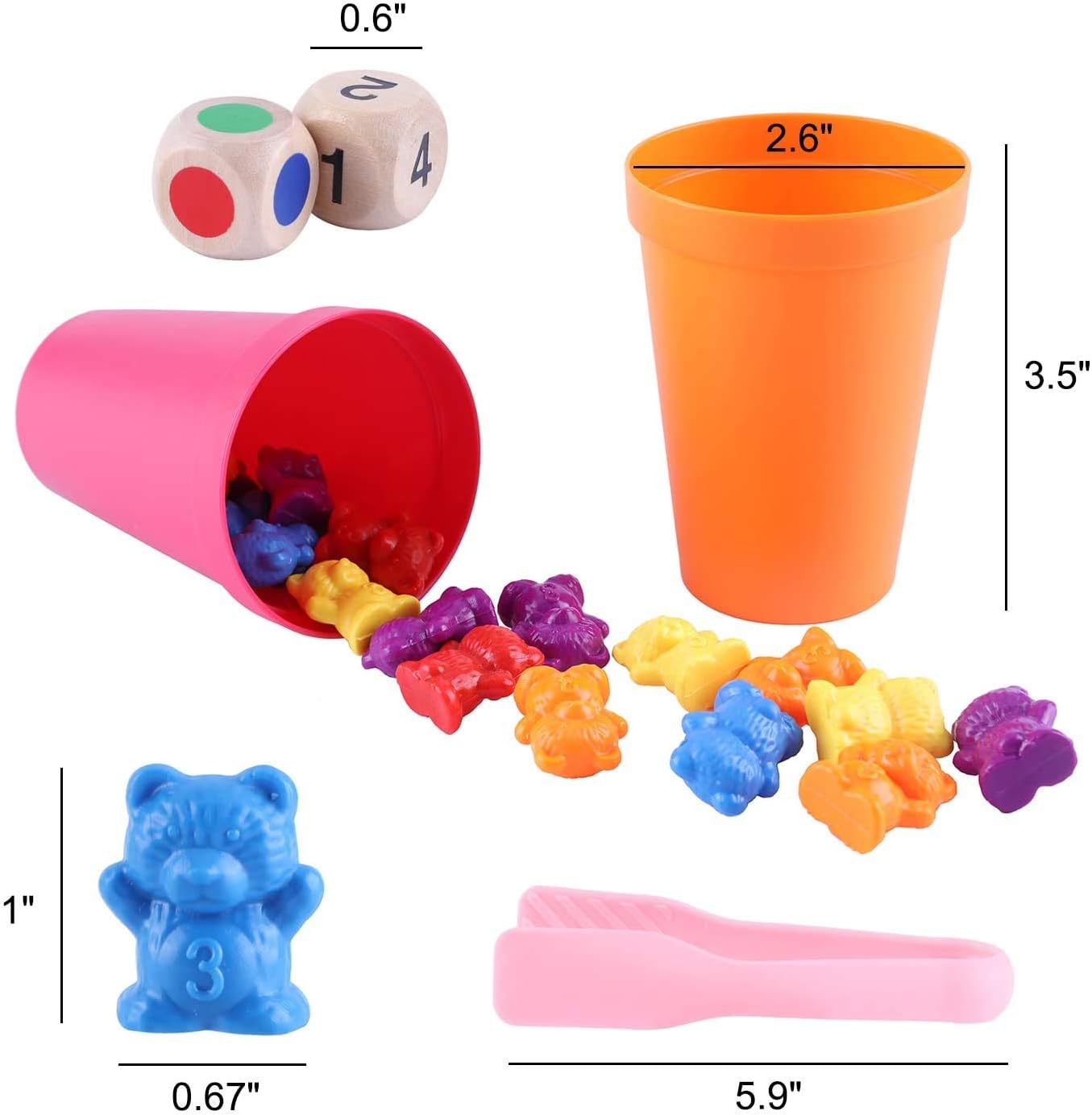 BYBOT Bears counting with matching sorting cups, 71 pieces, detection ...