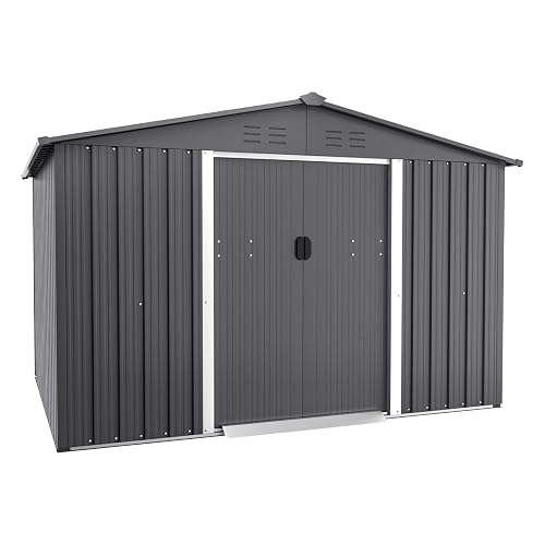 Patiomore 6×8 FT Outdoor Storage Shed Tool House Garden Lawn Steel Walk ...