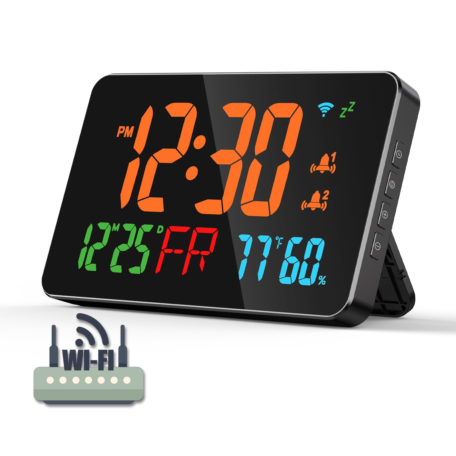 JXJHOVV 2.4Ghz WiFi Clock, Atomic Clock, Auto Time Calibration with ...