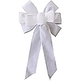 Amazon.com: Large 10" Wired White Velvet Outdoor Wreath Bows : Home ...