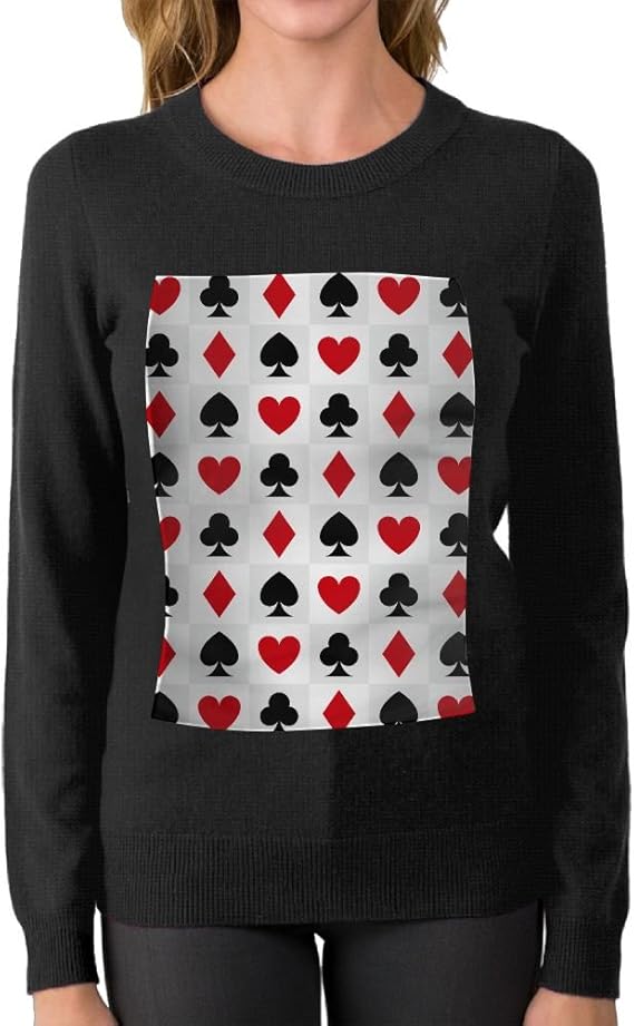 Poker Playing Card PatternsRound Neck Knit Sweater Best Cheap Unique ...