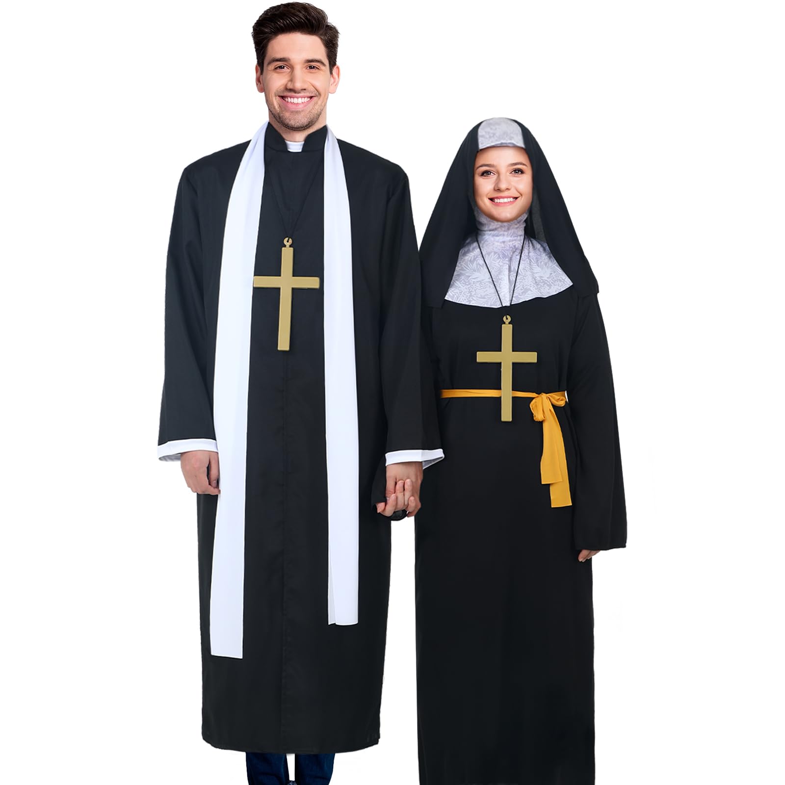 Shinymoon Halloween Priest Costume Nun Costume with Robe Cross ...