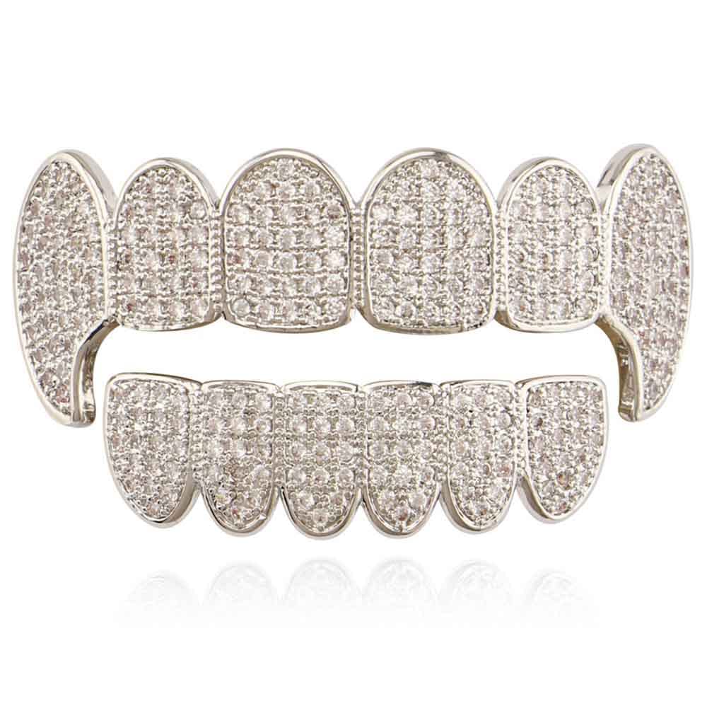 Mua Diamond Vampire Fangs Grillz Gold Plated Shiny Hip Hop Teeth Grillz ...