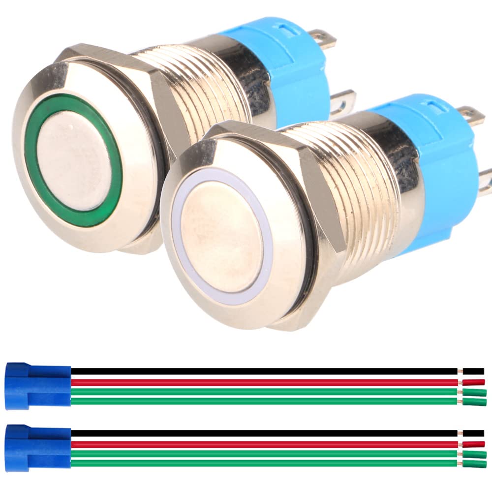 Mua Kiligen 2pcs 12mm Stainless Steel Momentary Push Button 12V-24V 3A ...