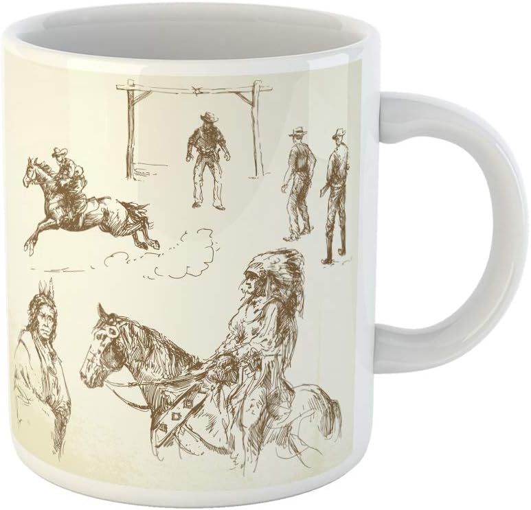 Amazon.com: Awowee Coffee Mug Indian Wild West Cowboy American Horse ...
