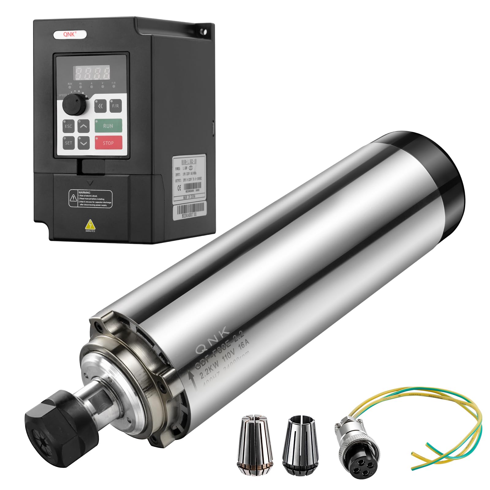 Mua QNK CNC Spindle Motor, 2.2KW Air Cooled Spindle Motor 80mm 110V ER20 24000RPM Spindle Motor ...