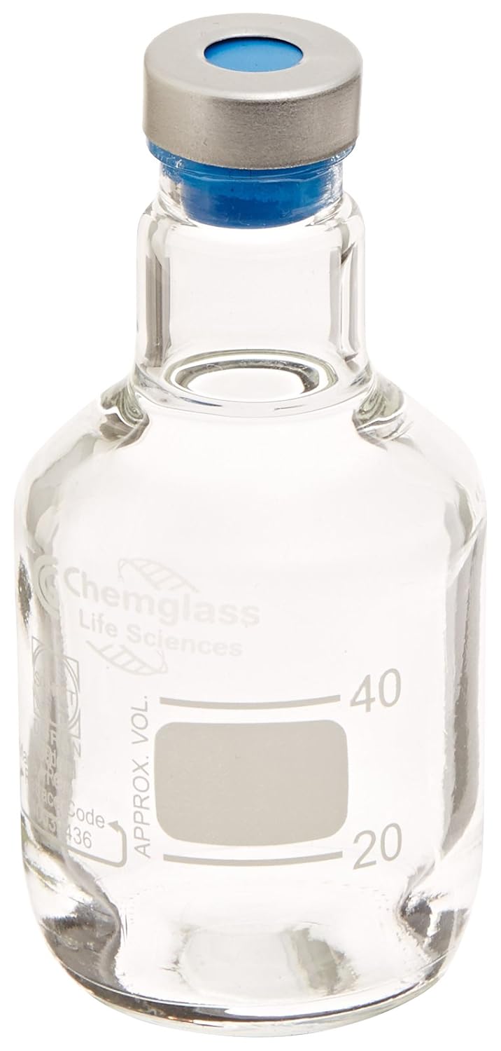 Chemglass CLS-4217-01 Borosilicate Glass Clear Anaerobic Media Bottle ...