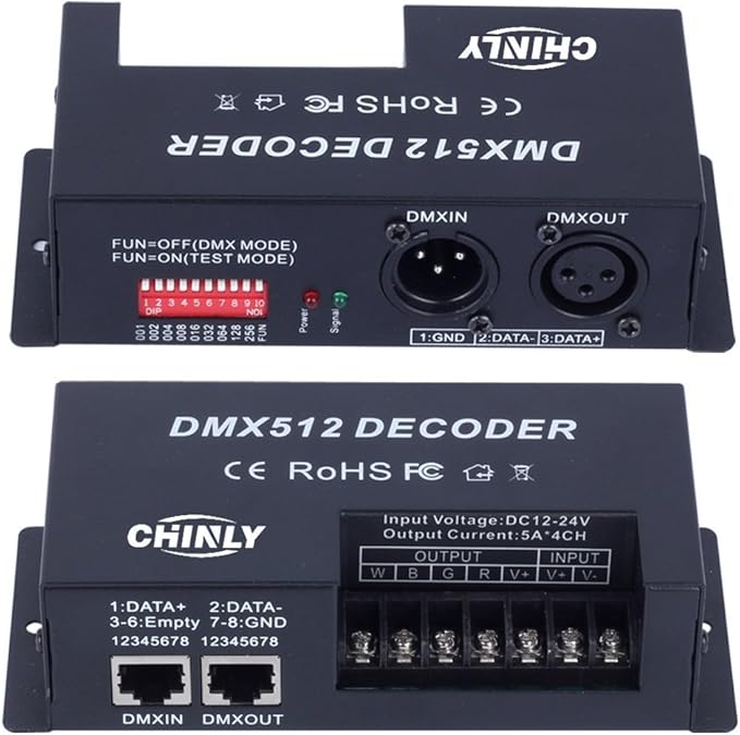 4 Channel 20A RGBW DMX 512 LED Decoder Controller DMX dimmer use for DC12-24V RGBW RGB LED light ...