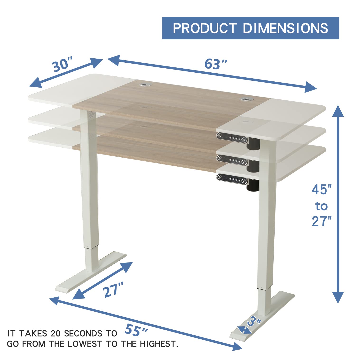 Mua bilbil 63 x 30 Inches Electric Standing Desk, Height Adjustable Sit ...