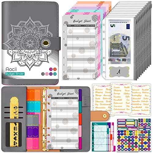 Aocii A6 Budget Binder with Zipper Envelopes, Cash Envelopes for ...
