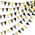 Amazon.com: 30 Ft Black Gold Polka Dot Pennant Banner Paper Circle Dot ...