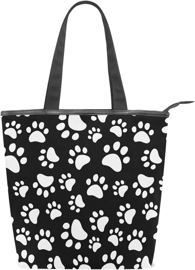 Amazon.com: Dog Paws Canvas Tote Bag Cat Pet Footprints Animal Casual ...