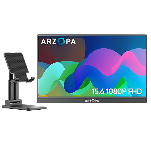 ARZOPA Portable Monitor & Tablet Stand, 15.6'' 1080P FHD Laptop Monitor ...