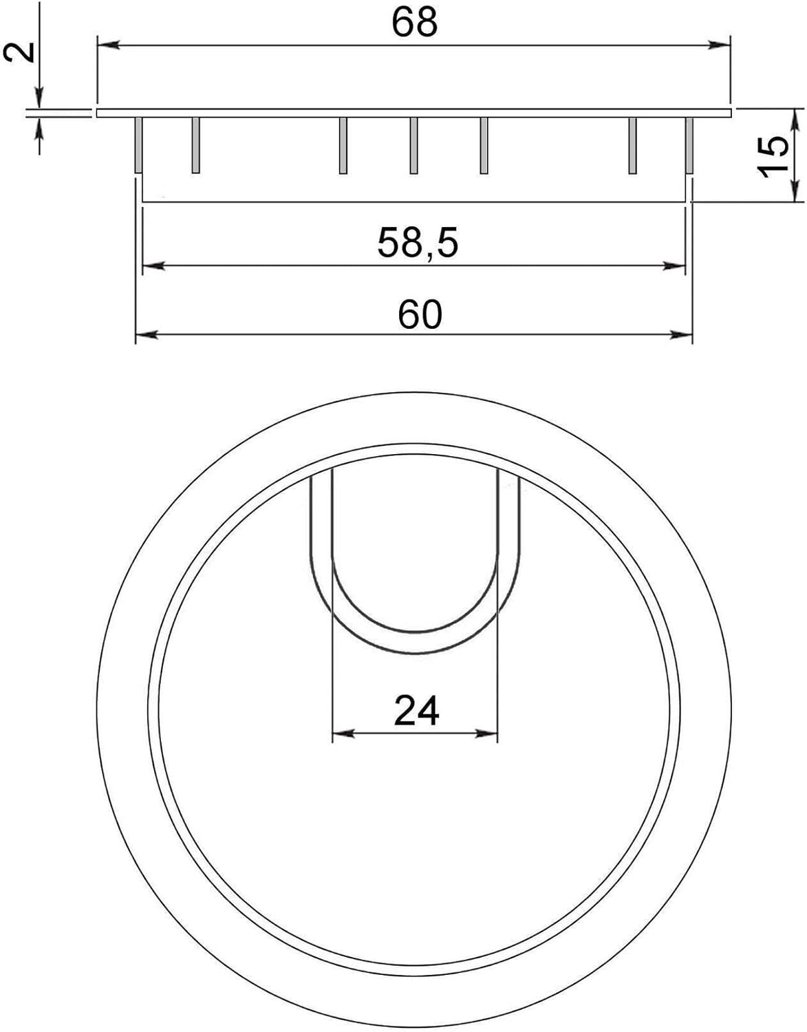 2 Pieces SO-TECH® Cable Pass-Through Cable Bushing in Metal Surface ...