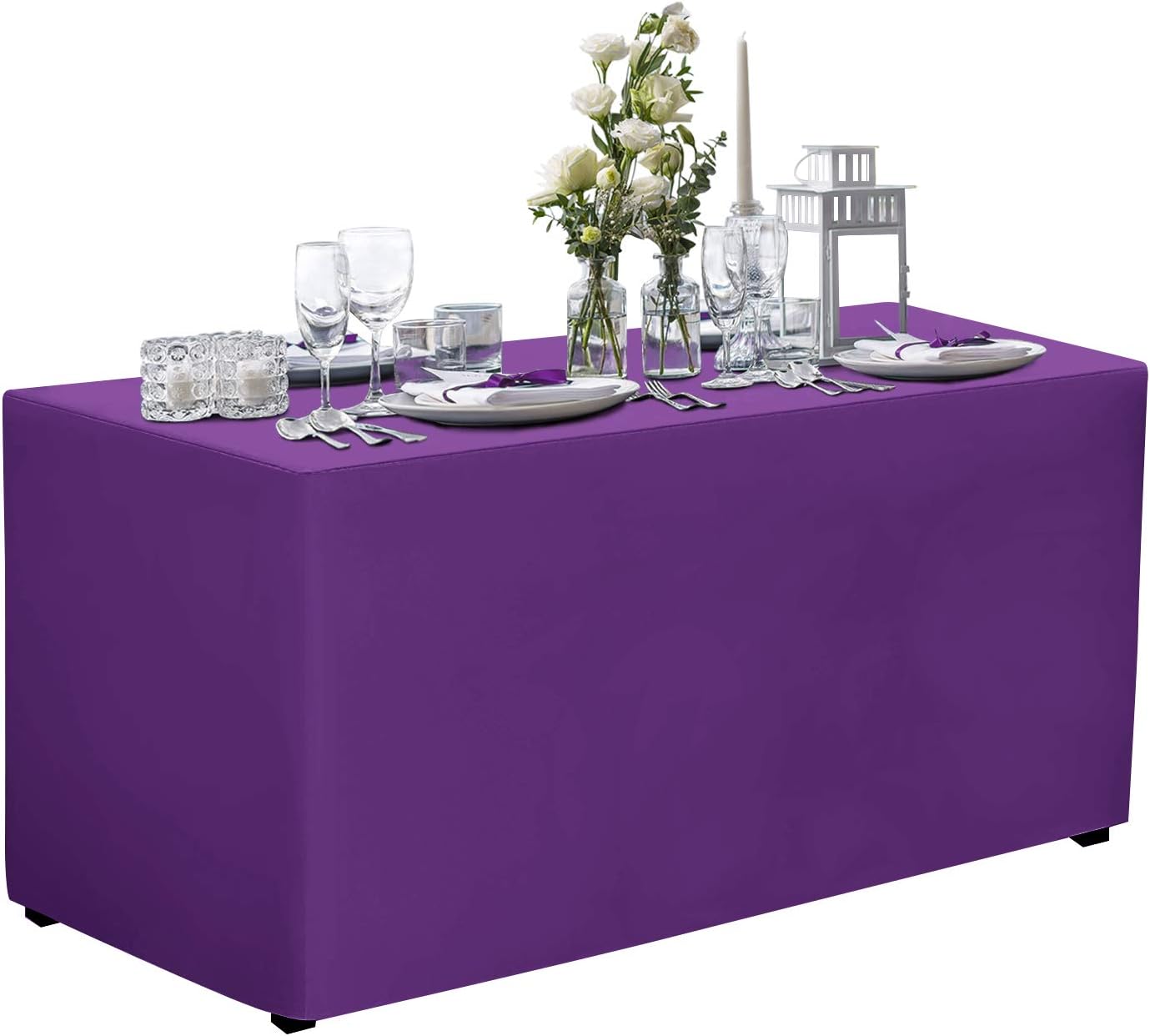 VEEYOO Mantel rectangular de poliéster para mesa de 240 x 76 x 76 cm ...