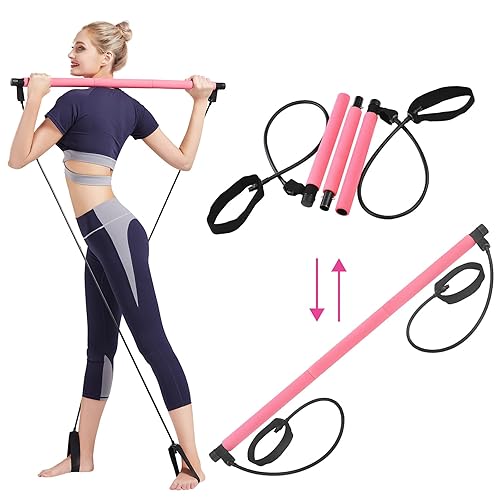Pilates Bar Portable Pilates Bar Kit with Adjustable Resistance Band ...