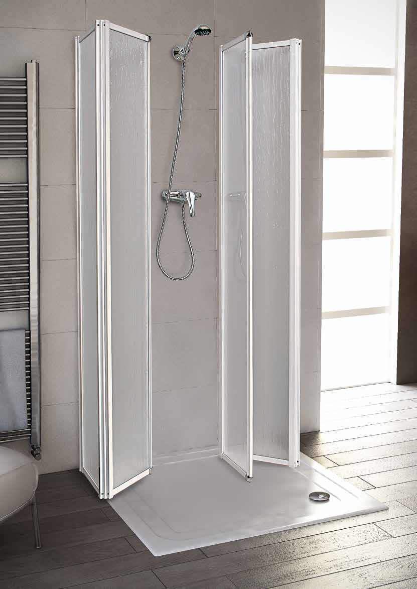 Box doccia tre lati a libro apertura totale acrilico opaco h.185cm ...