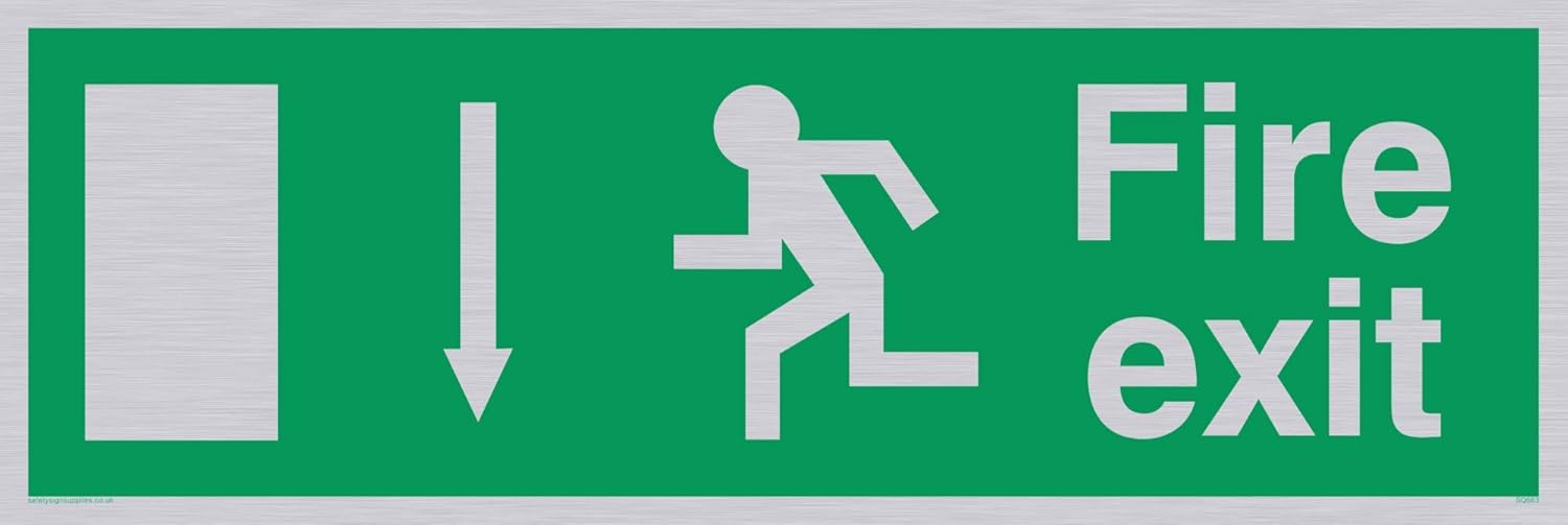 Fire Exit Down Arrow – 92/58 Eec Sign – BigaMart