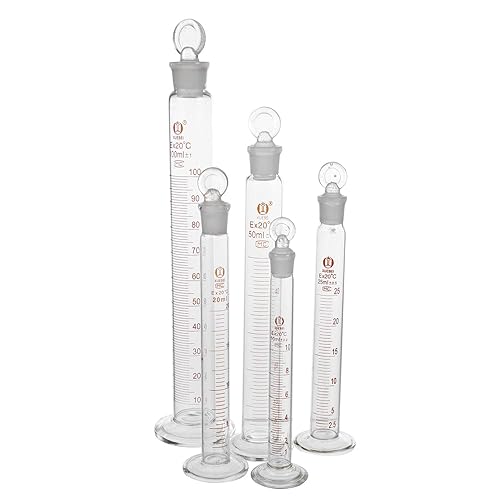 Baluue 5Pcs Glass Graduated Measuring Cylinder with Stopper Metric ...