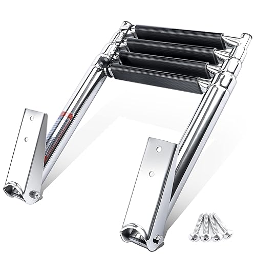 4 Step Boat Ladder, Stainless Steel Telescopic 4 Step Pontoon Boat ...