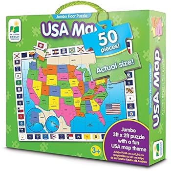 Amazon.com: Melissa & Doug USA (United States) Map Floor Puzzle (Wipe ...