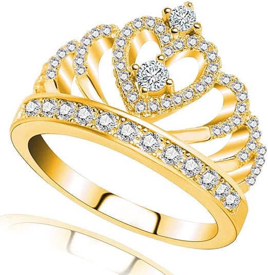 Princess Queen Crown Rings for Women Girl Eternity Heart-Shaped Promise ...