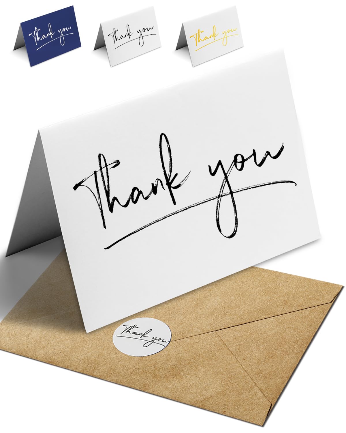 InstaDecor 24 Packs Thank You Cards with Envelopes and Stickers, White ...
