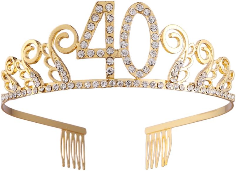 Frcolor Krone Geburtstag 40 Diadem Tiara mit Haarkamm Kristall Strass ...