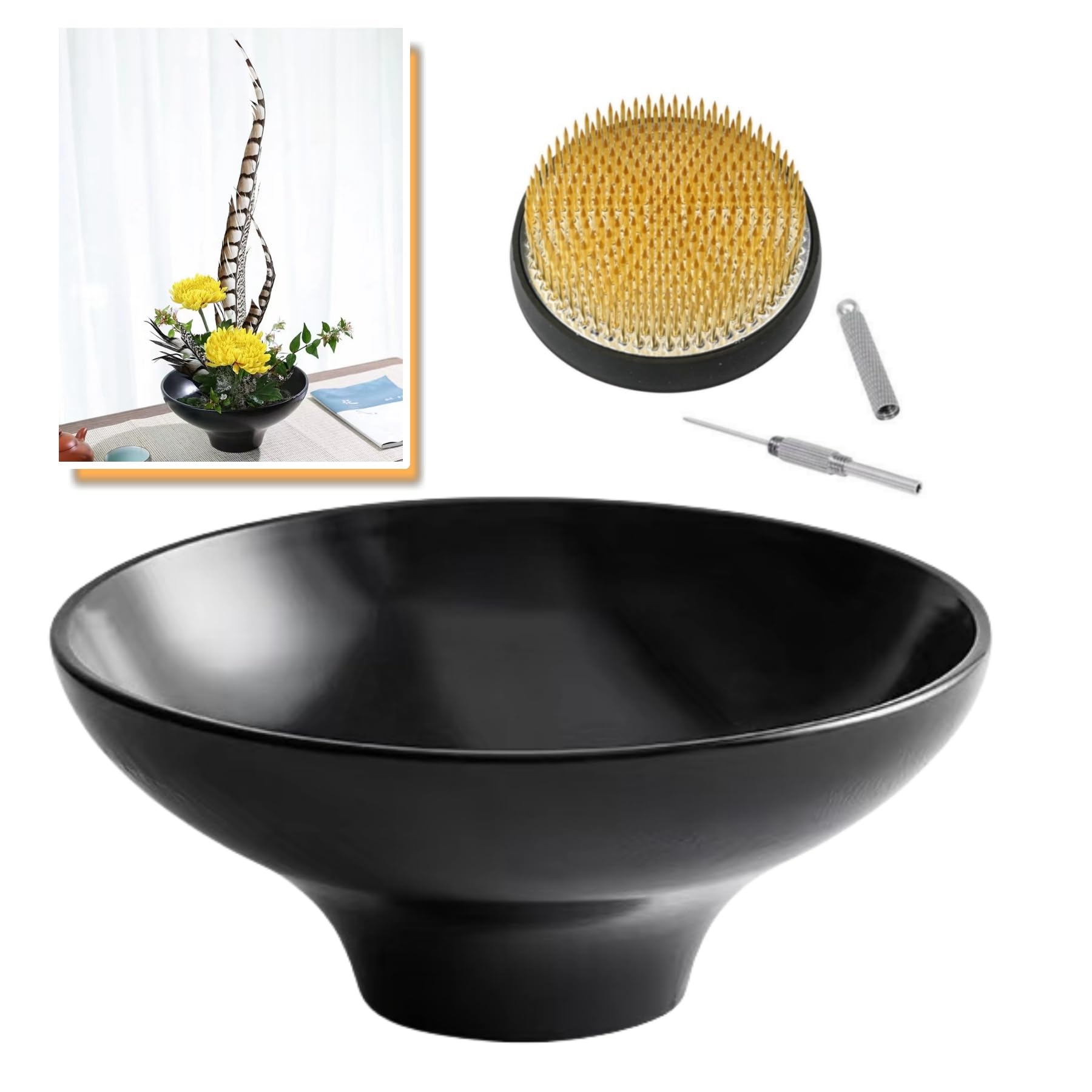 Eggone Japanese Ikebana Kit Floral Frog Japanese Flower Arranging Supplies Flower Container with ...