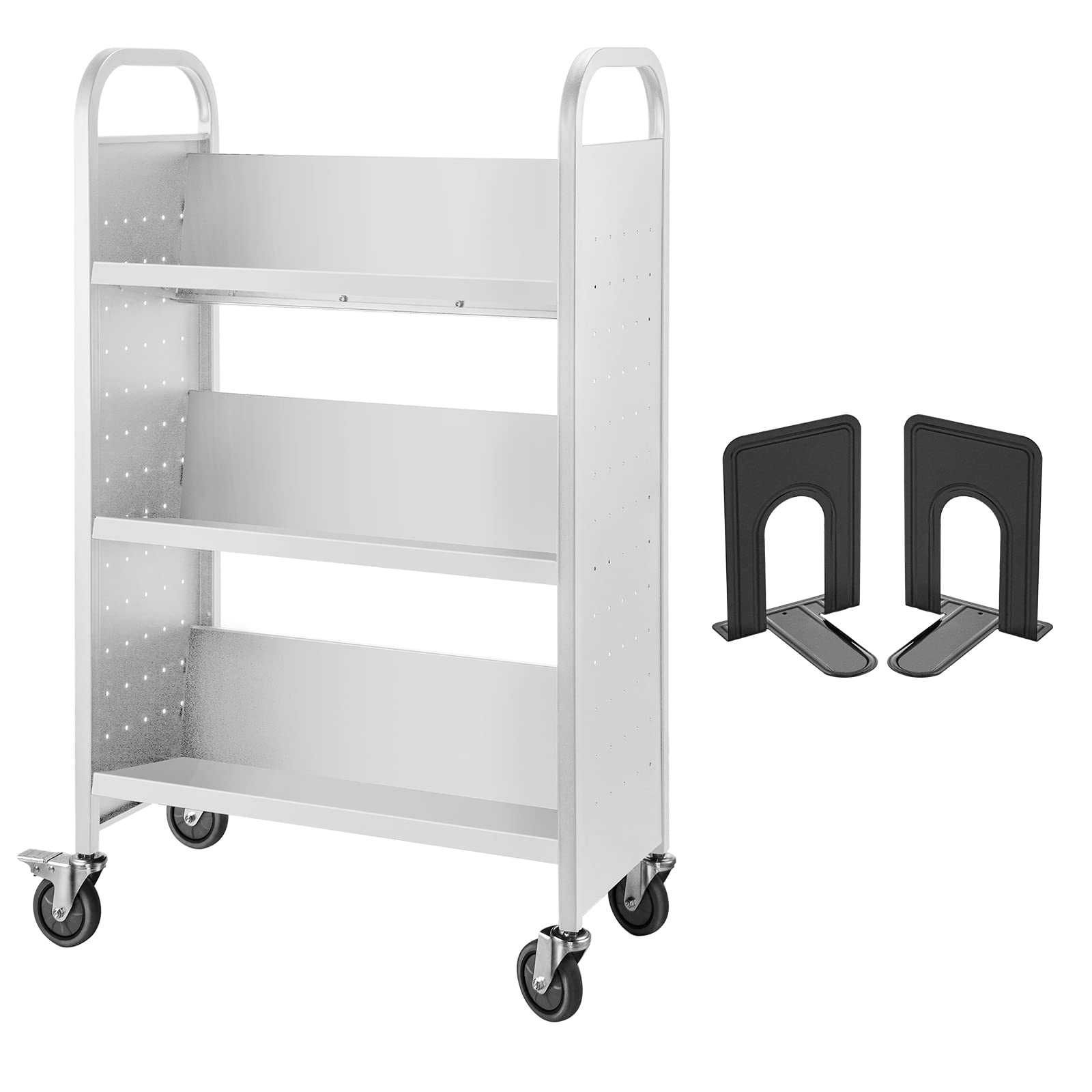 VEVOR Book Cart, 200LBS Library Cart, 49.2''x29.5''x13.8'' Rolling Book ...