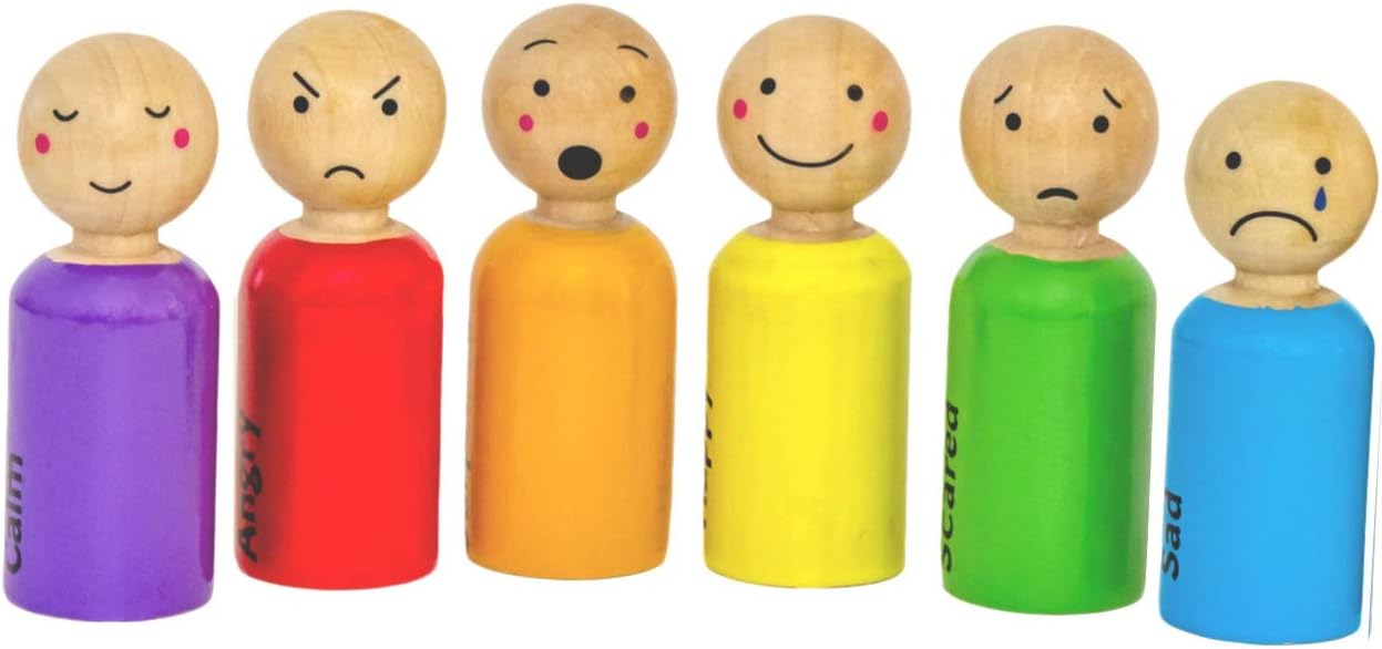My Felt Story - Feelings/Emotions Rainbow Wooden Peg Dolls, Set of 6 ...
