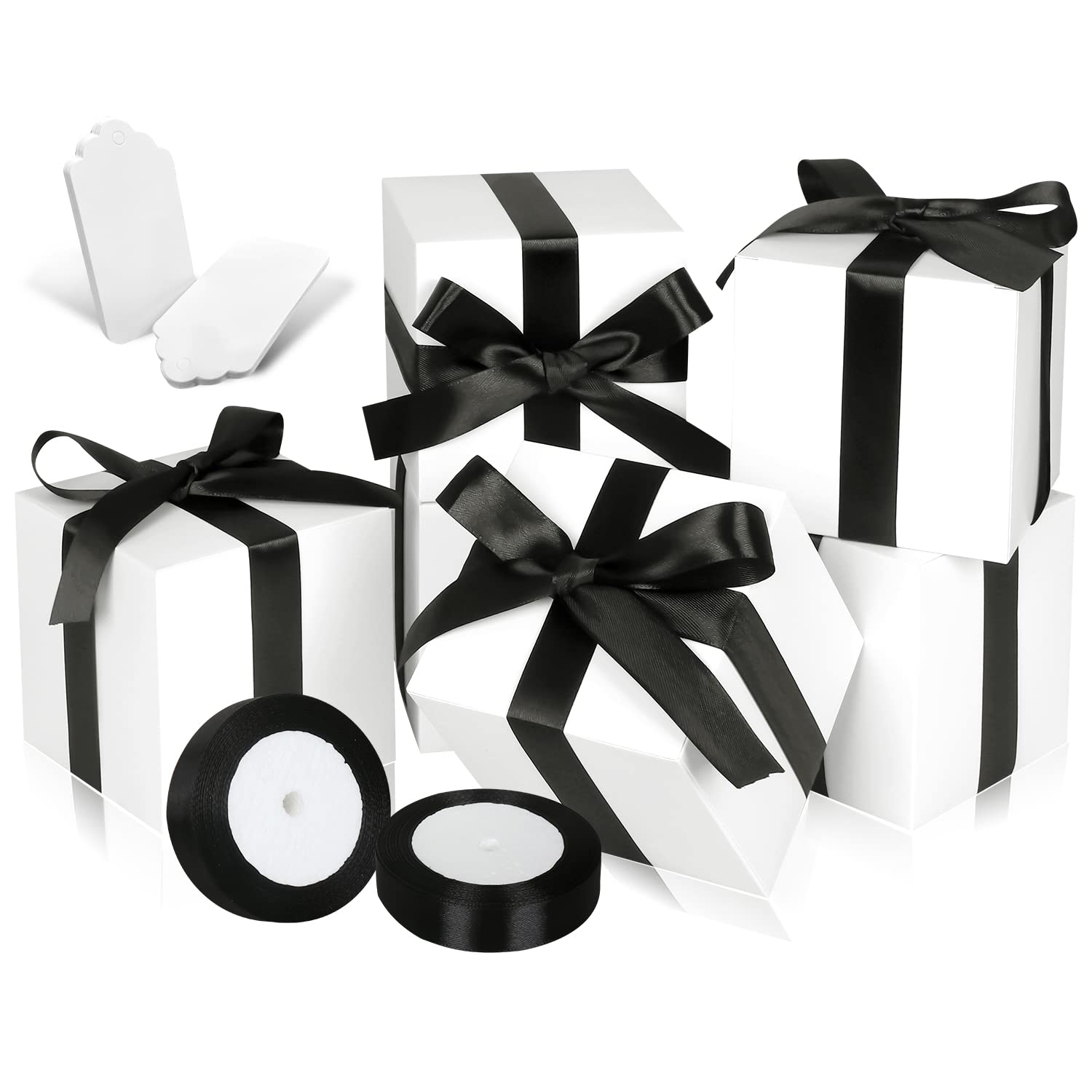 DOYIDE 50 Pack Small Gift Boxes, 2x2x2 Favor Boxes White Paper Gift ...