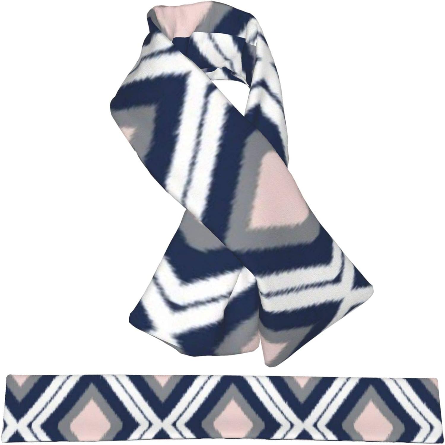 Bufanda cruzada de franela, rubor y diamante azul marino, bufandas de ...