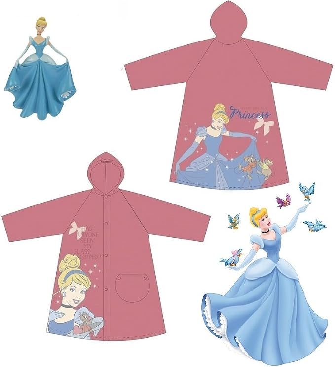 Disney Princess School Children Cartoon Waterproof Hooded Rain Coat ...