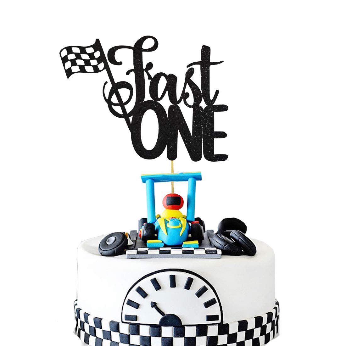 Buy HEETON Fast One Cake Topper Race Car Racing First Boy Girl ...