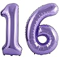 Amazon.com: Number 16 Purple Foil Jumbo Digital Mylar Balloons, 40inch ...