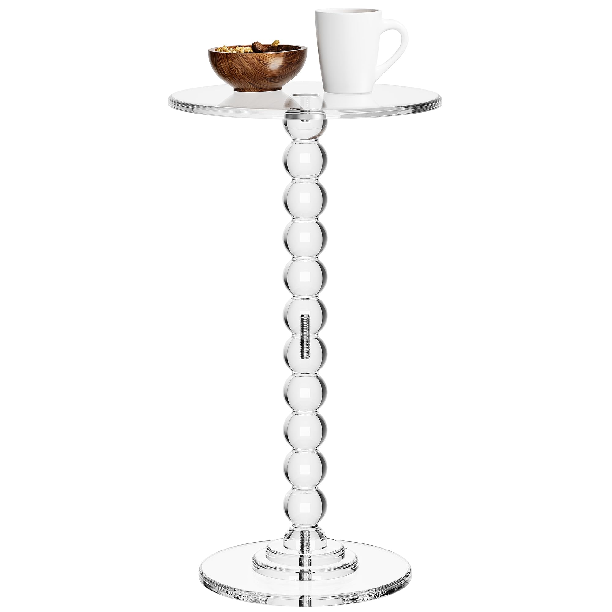 Dewrhiixe Acrylic Side Table, End Table Round Top with Solid Post for ...