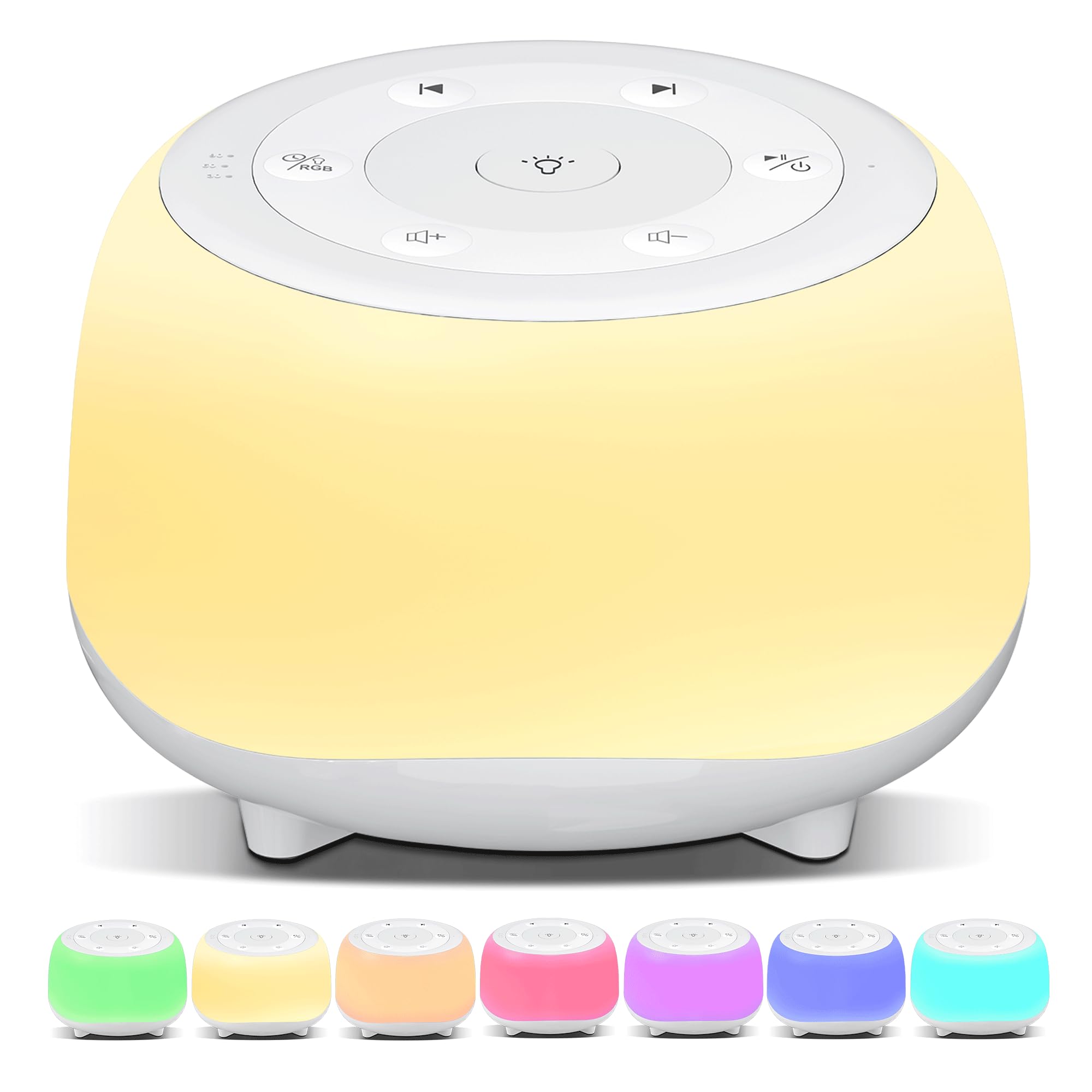 HEYAXA White Noise Sound Machine with 7 Colors Night Light 34 Soothing ...