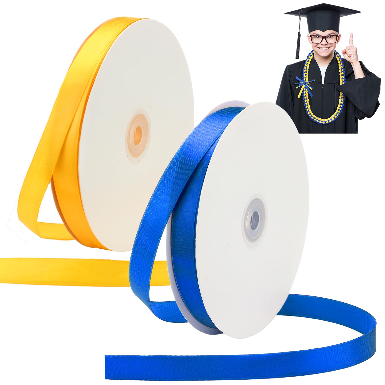 FineCheer 2 Rolls Graduation Ribbon for Lei Class of 2025 Graduation ...