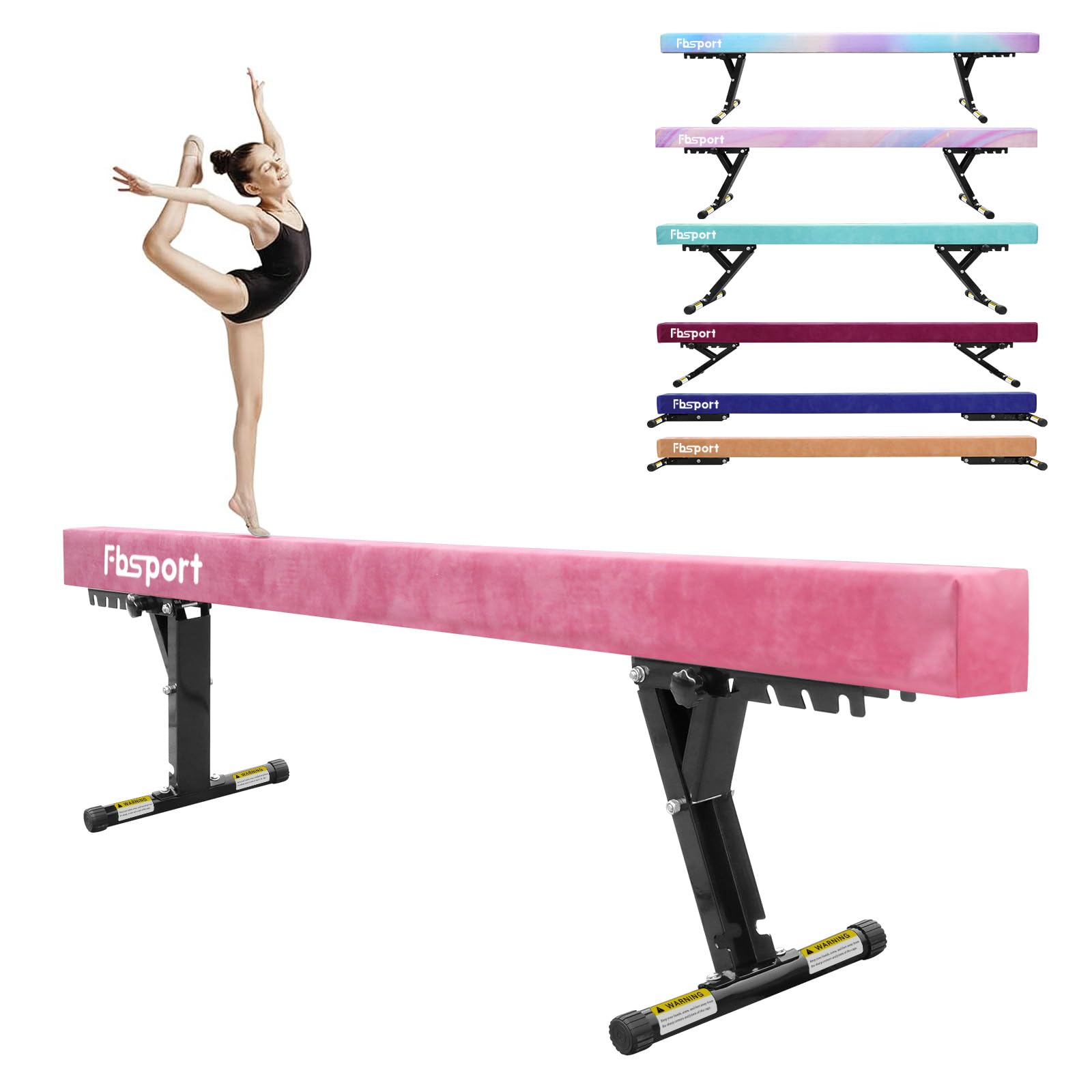 FBSPORT 8ft Adjustable Balance Beam: High and Low Floor Beam Gymnastics ...