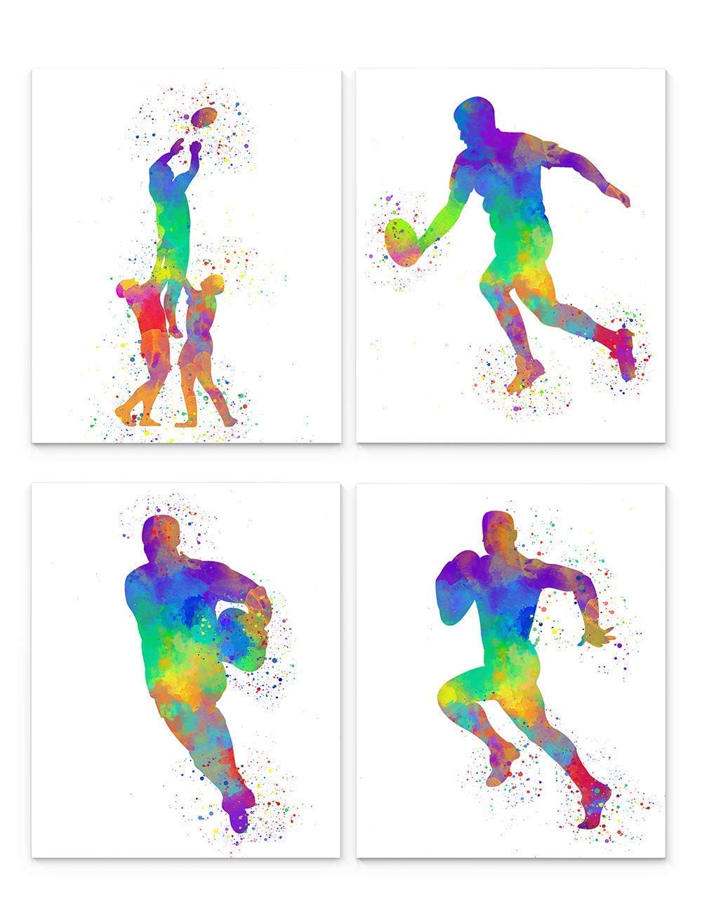 Amazon.com: Abstract Rugby Wall Art Print 8 x 10" Set of 4 Unframed ...