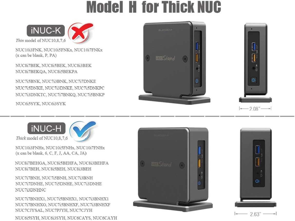 ElecGear Vertical Stand for Intel NUC Mini PC, iNUC-H Aluminum Cooling ...