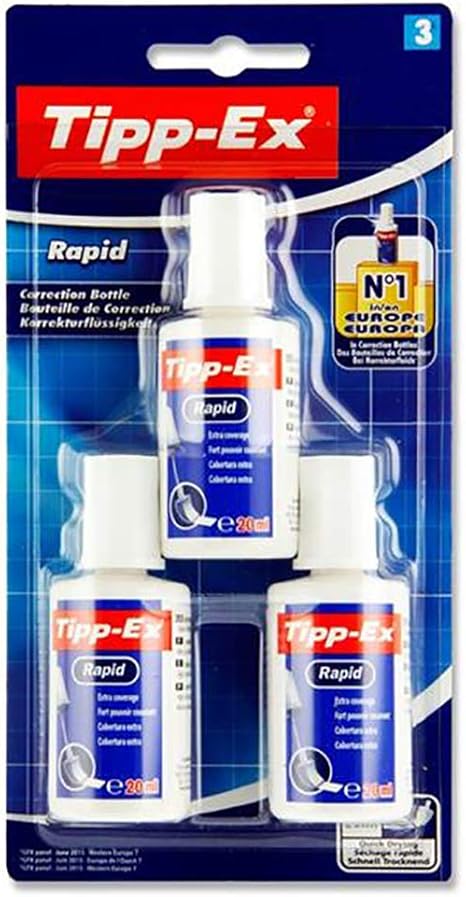 Tipp-Ex Rapid Correction Fluid - 20 ml, Pack of 2+1: Amazon.co.uk ...