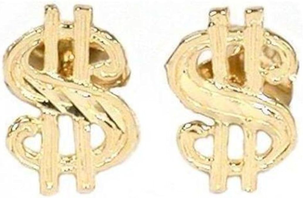 Amazon.com: 14K Gold Dollar Sign Earrings: Jewelry