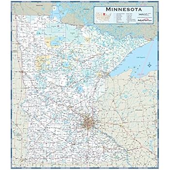 Amazon.com: Laminated 24x27 Poster: Road Map - Minnesota Highway Wall ...