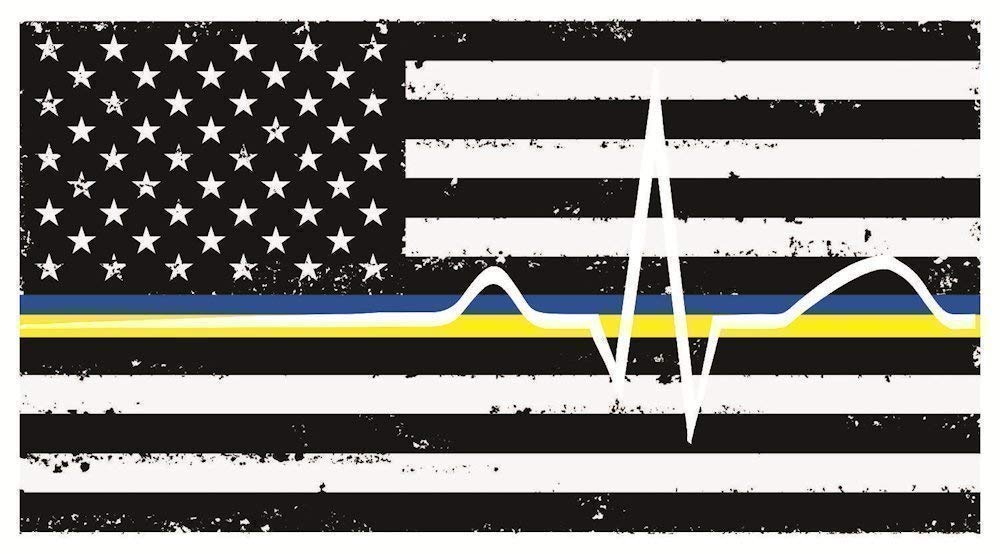 Amazon.com: Back The Blue and Yellow Stacked decal with EKG line- Thin ...