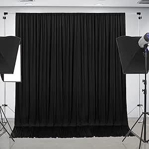 Amazon.com: 10 ft x 8 ft Wrinkle Free Black Backdrop Curtain Panels ...