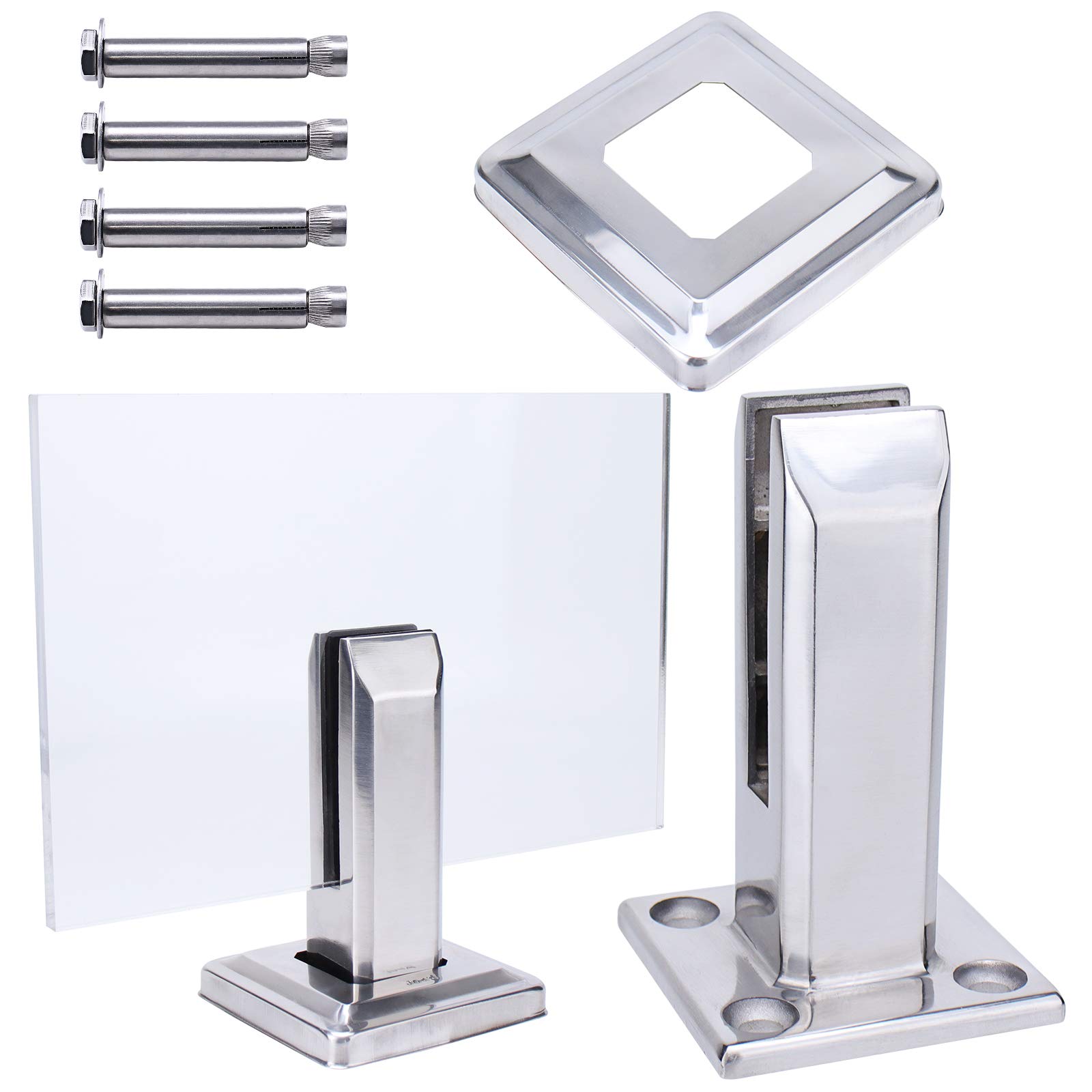 Muzata 4 Pack Stainless Steel Square Glass Clamp Deck Spigot ...